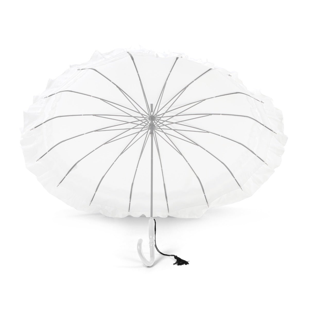 Classic White Wedding Frilled Pagoda Umbrella Jolly Brolly Jollybrolly